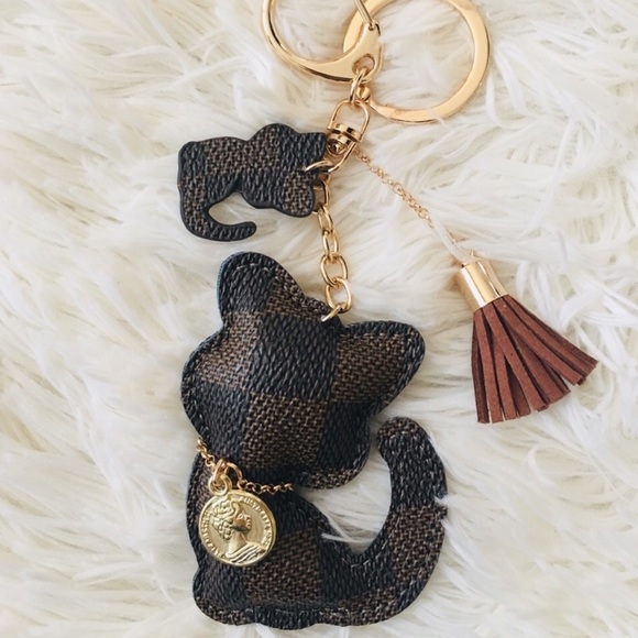 Accessories | Brown Leather Cat Keychain | Poshmark